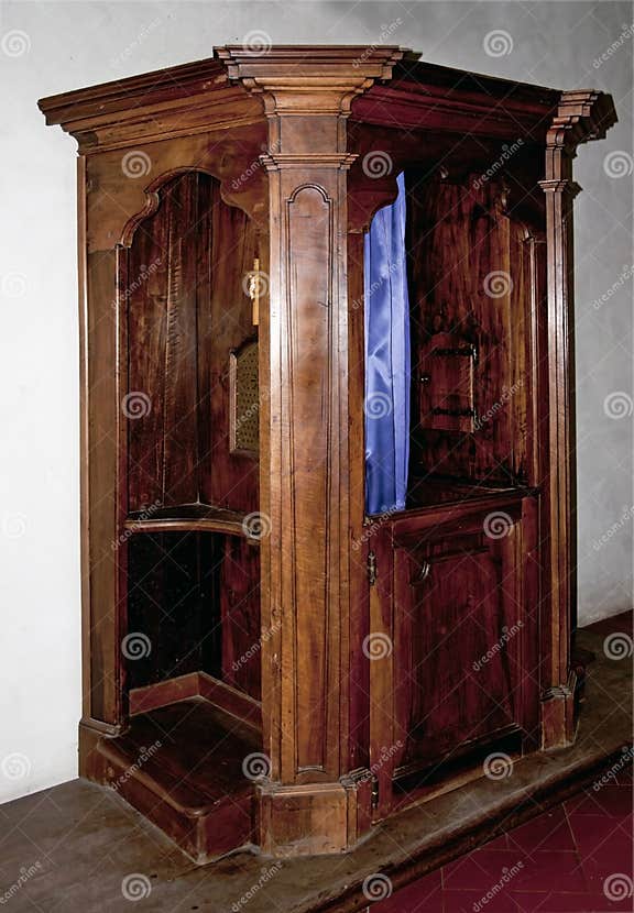 Old wooden confessional stock photo. Image of priest - 15054376