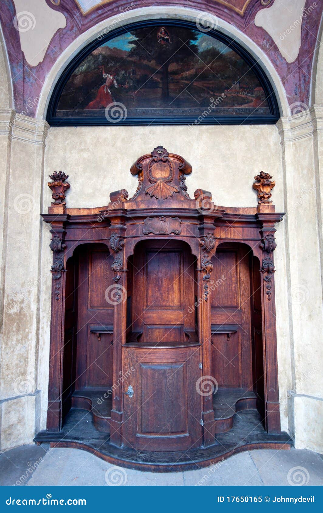 Old Wooden Confessional stock image. Image of prague - 17650165