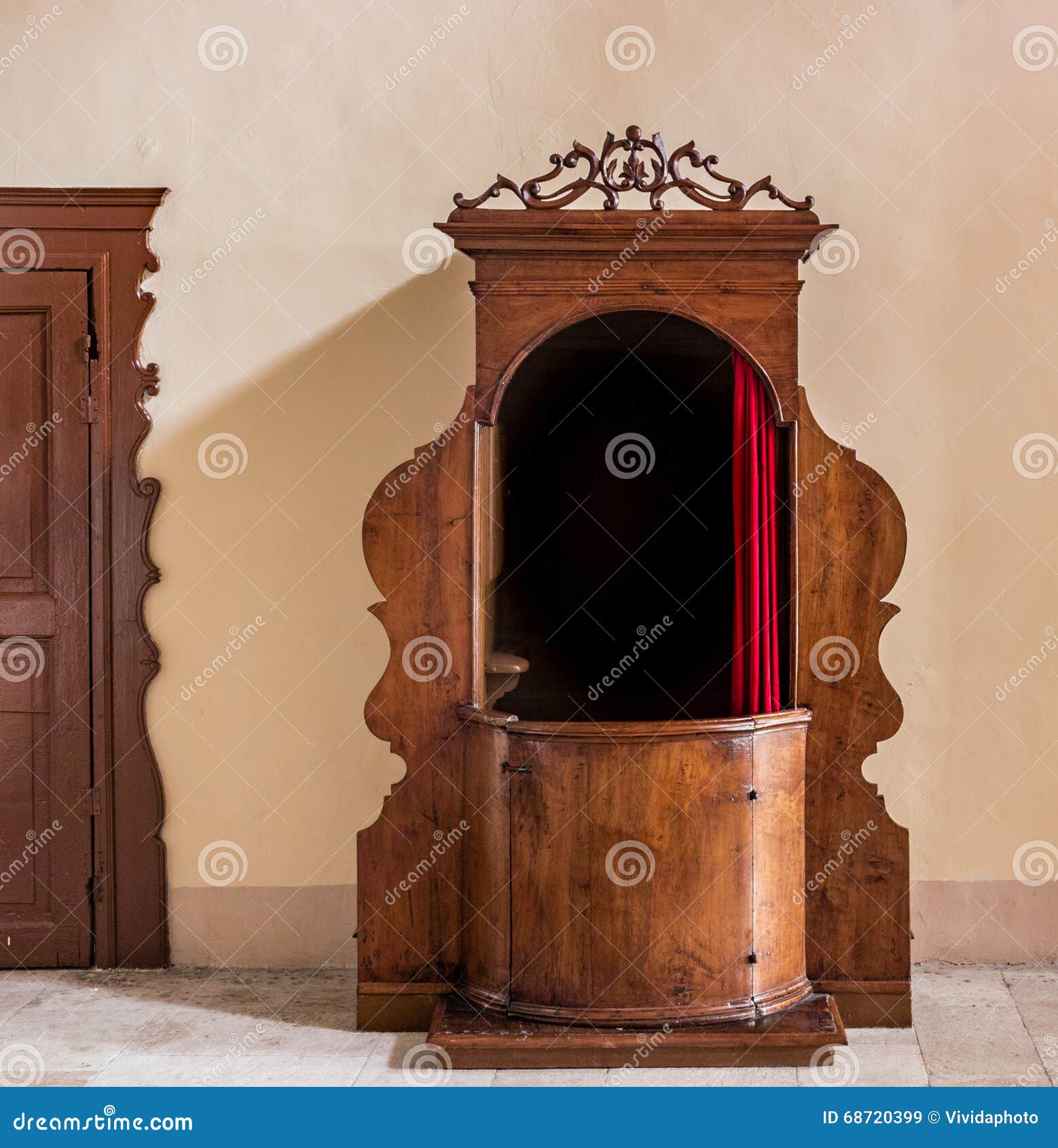Old wooden confessional stock image. Image of ancient - 68720399