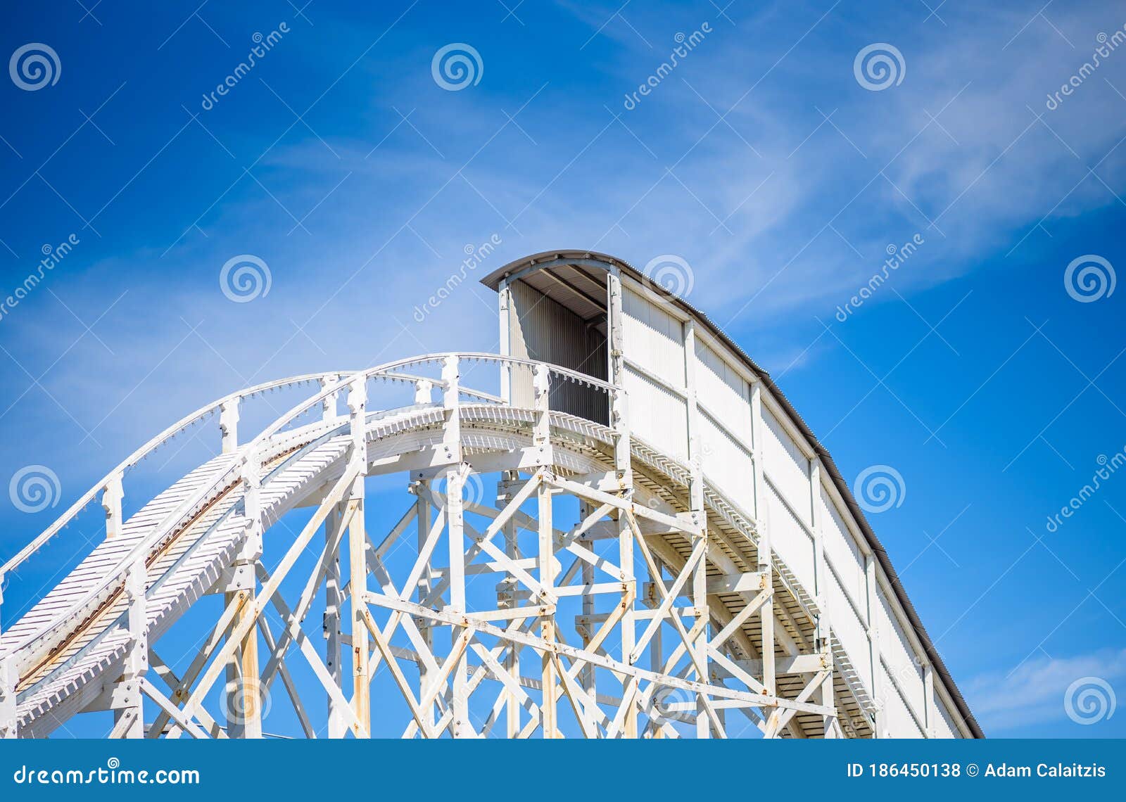 An Old Wooden Roller Coaster Tunnel Stock Photo - Image of amusement ...