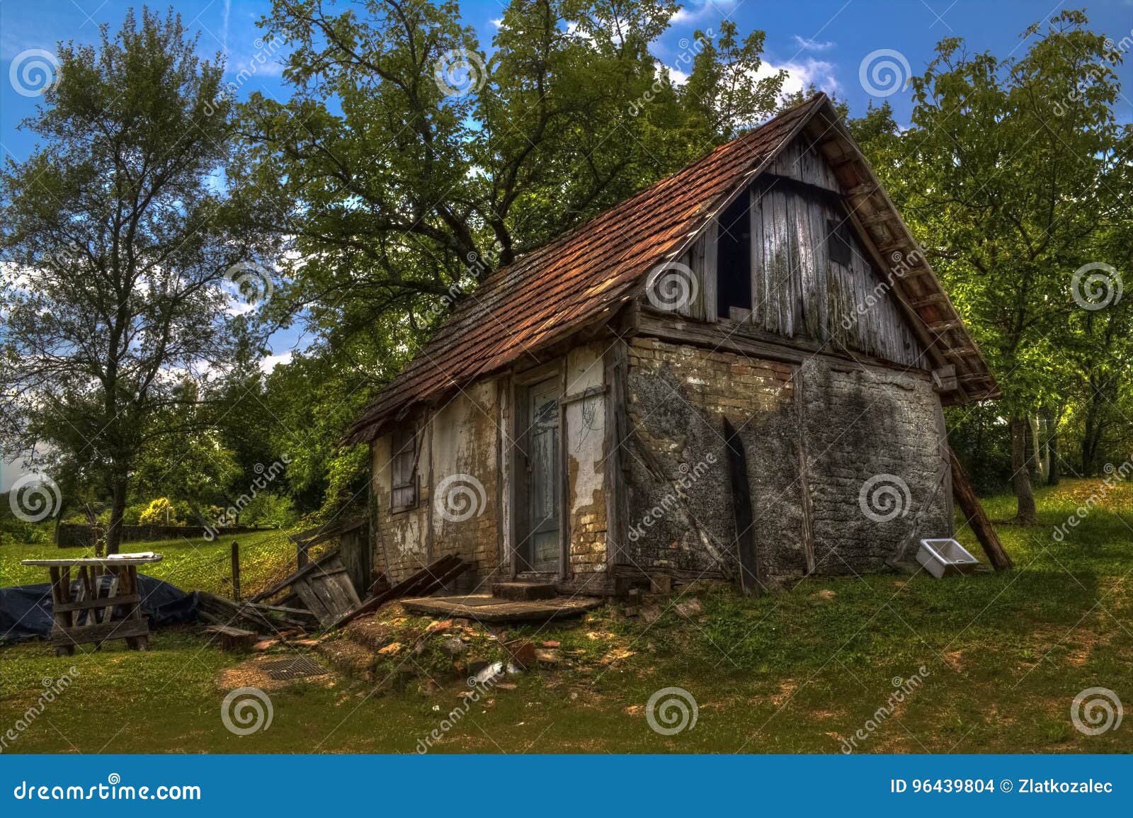 Old wooden cottage stock photo. Image of country, grass - 96439804