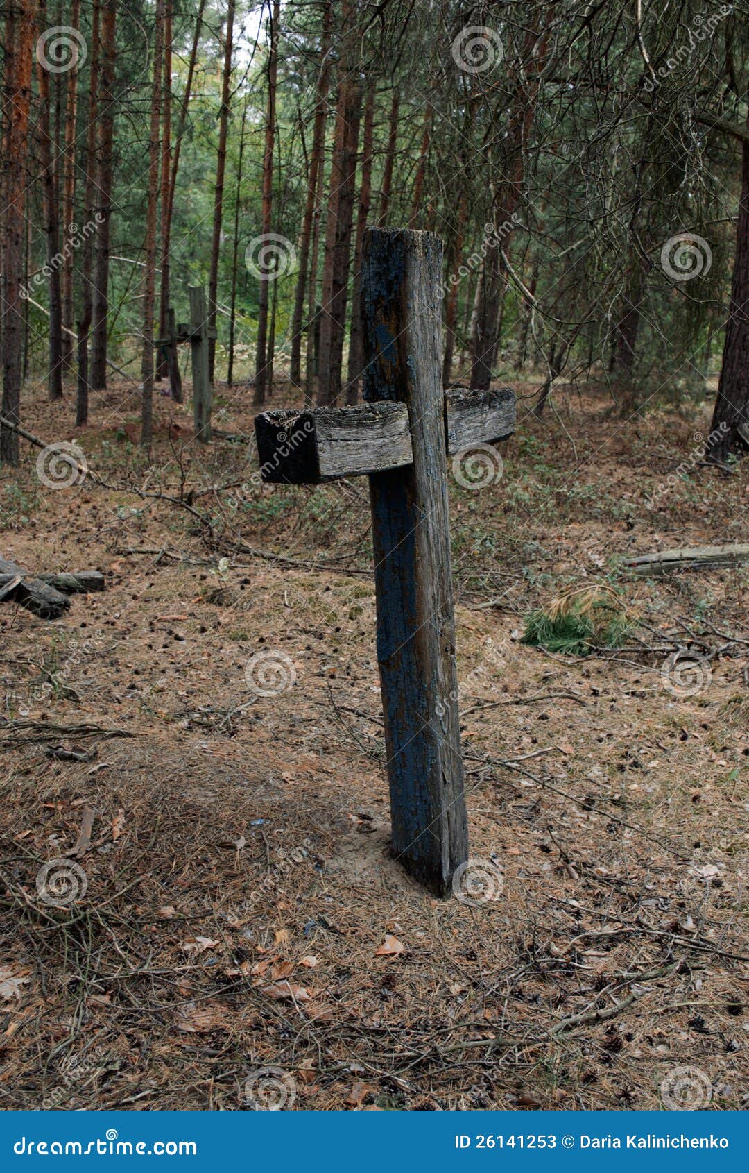 Old wooden cross stock image. Image of forest, loneliness - 26141253