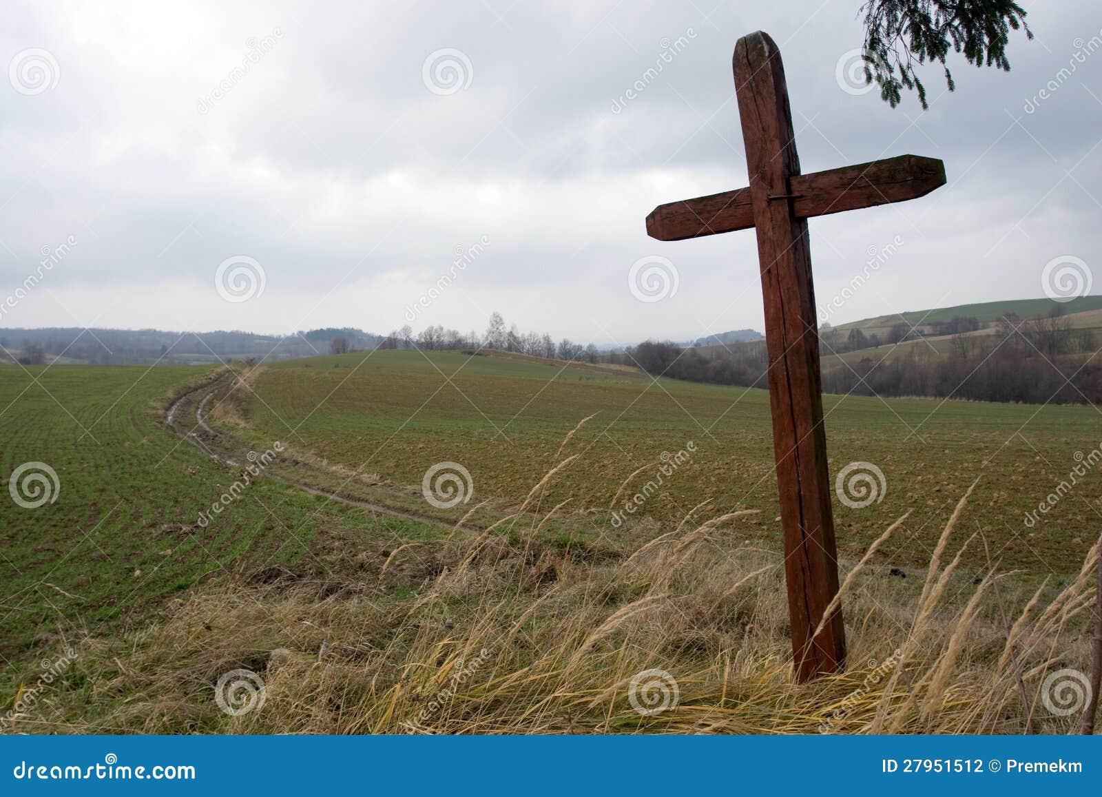 Old Wooden Cross in the Countryside Stock Photo - Image of crucifix ...