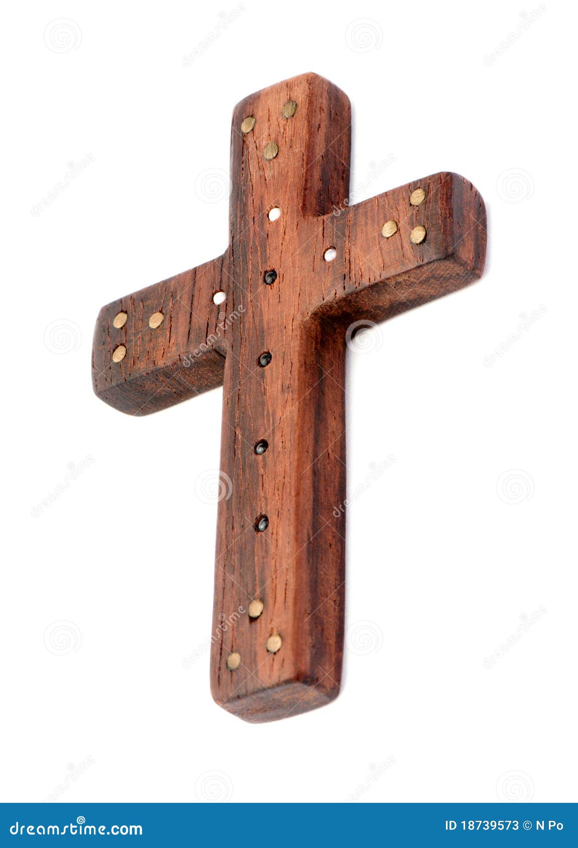 Old Wooden Cross Decorated with Beads Stock Image - Image of antique ...