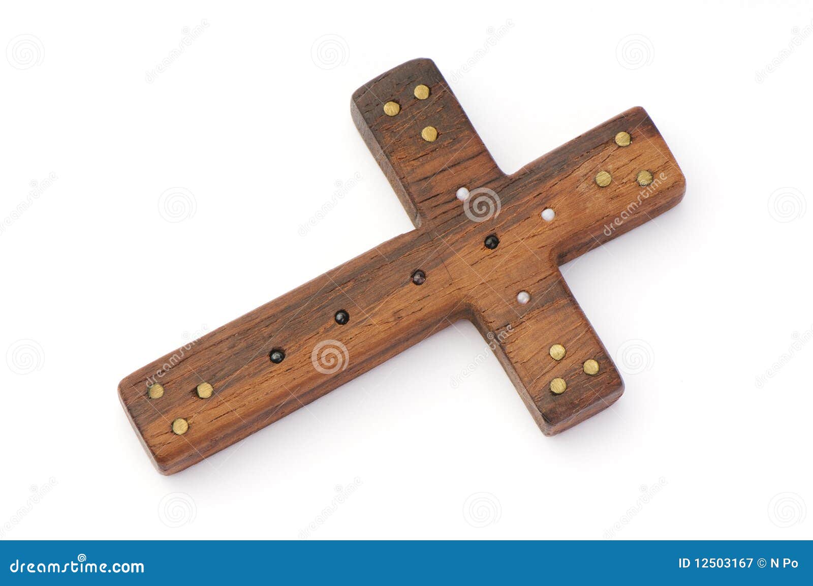 Old Wooden Cross Decorated with Beads Isolated Stock Image - Image of ...