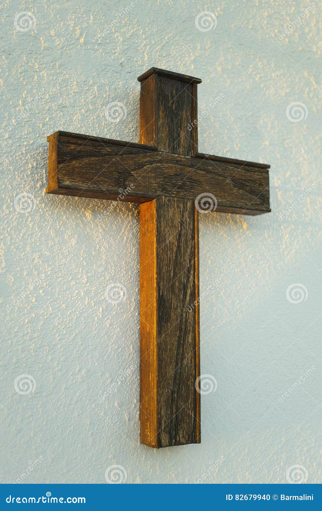 Old Wooden Cross on the White Wall Stock Photo - Image of christian ...