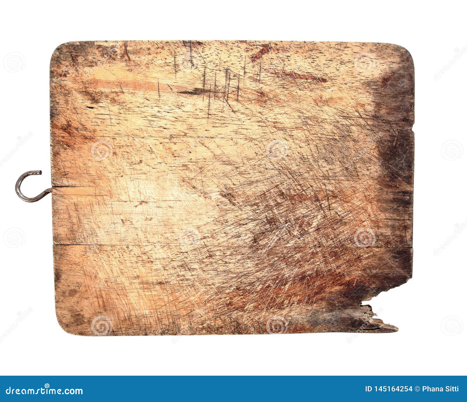 Old Wood Cutting Board Isolated on White Background. Old Chopping Board ...