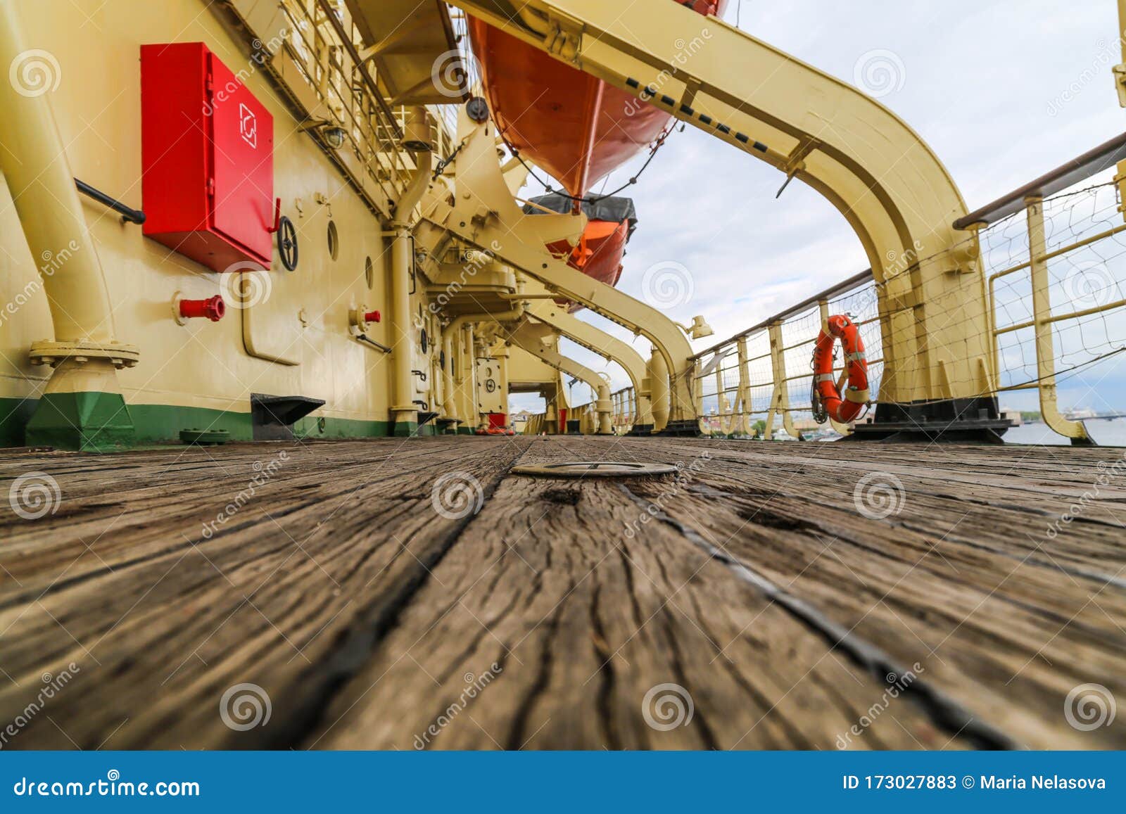 Old Wooden Deck of a Vintage Icebreaker Stock Image - Image of ocean ...