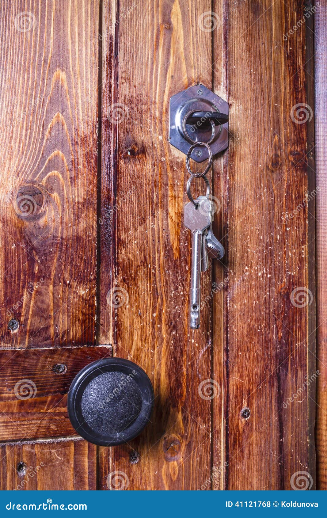Old Wooden Door with Key Inserted in the Lock Stock Photo - Image of ...