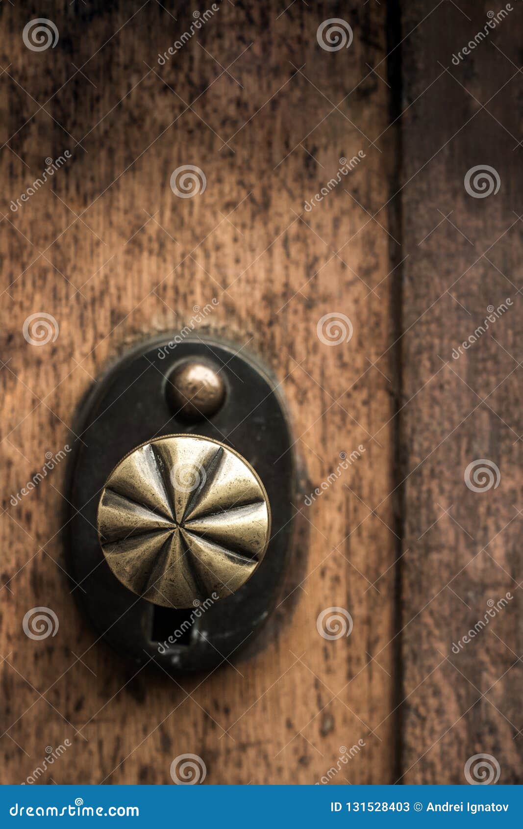 Old Wooden Door with Round Bronze Handle Stock Image - Image of antique ...
