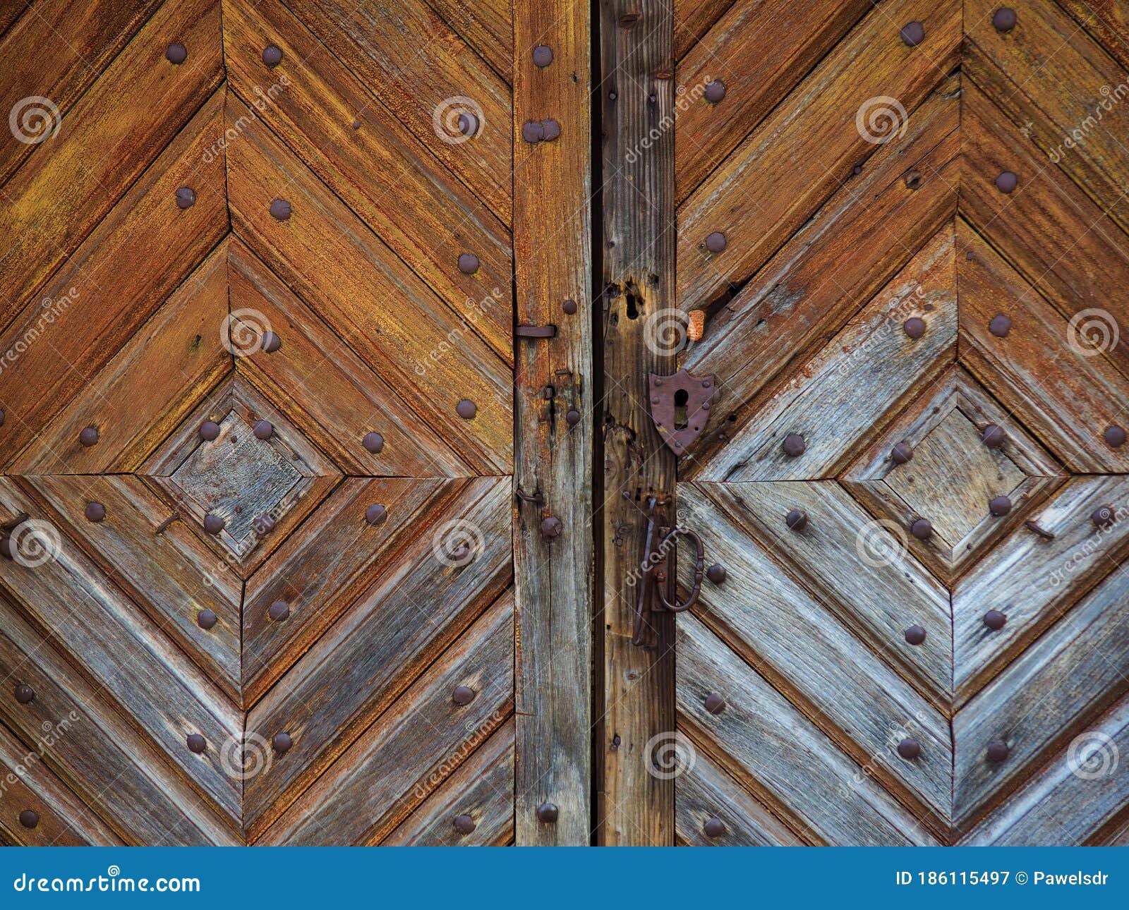 Old Wooden Door with Rustic Keyhole Stock Image - Image of architecture ...