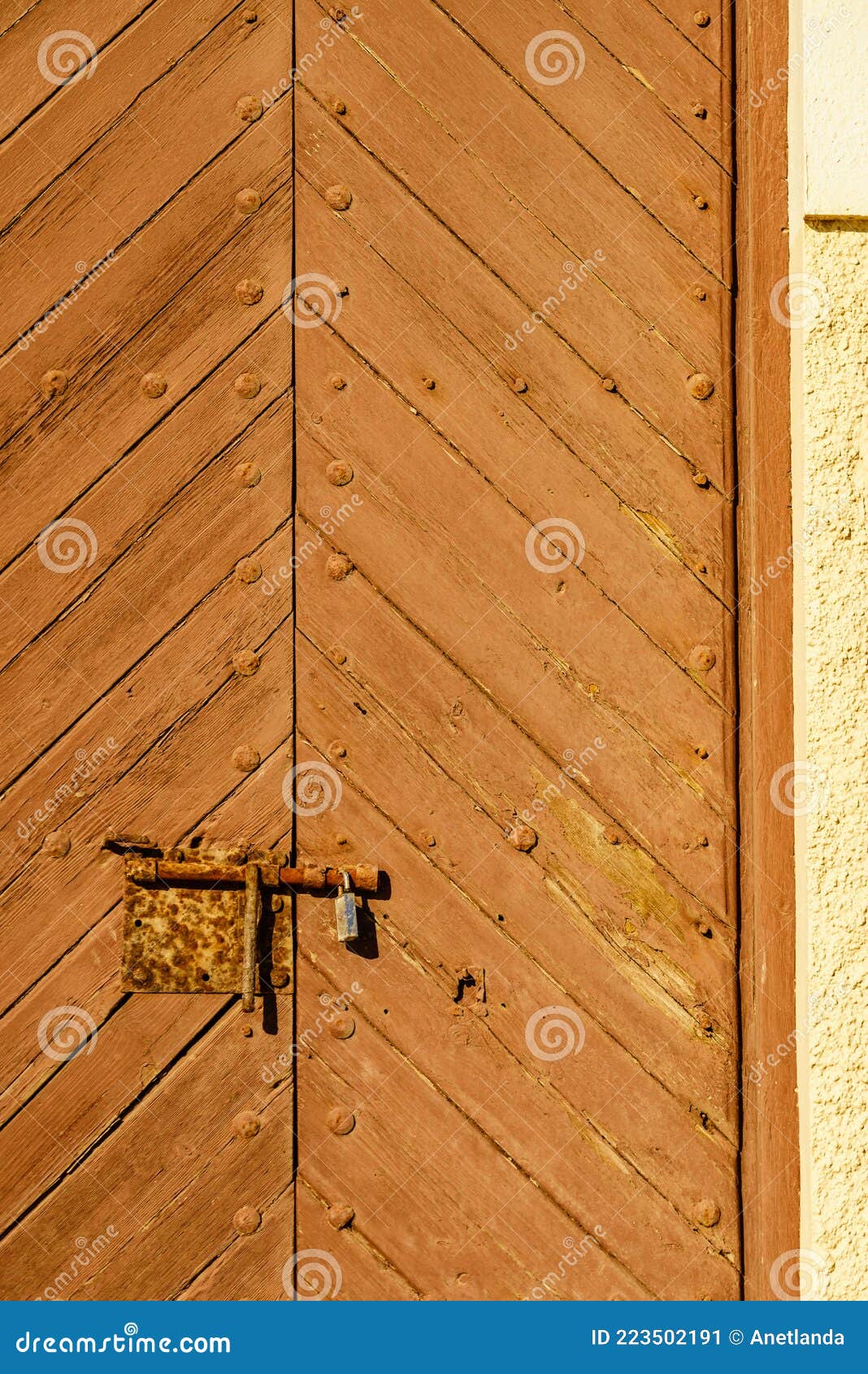Old Wooden Door with Rustic Lock Stock Image - Image of bolt, brown ...