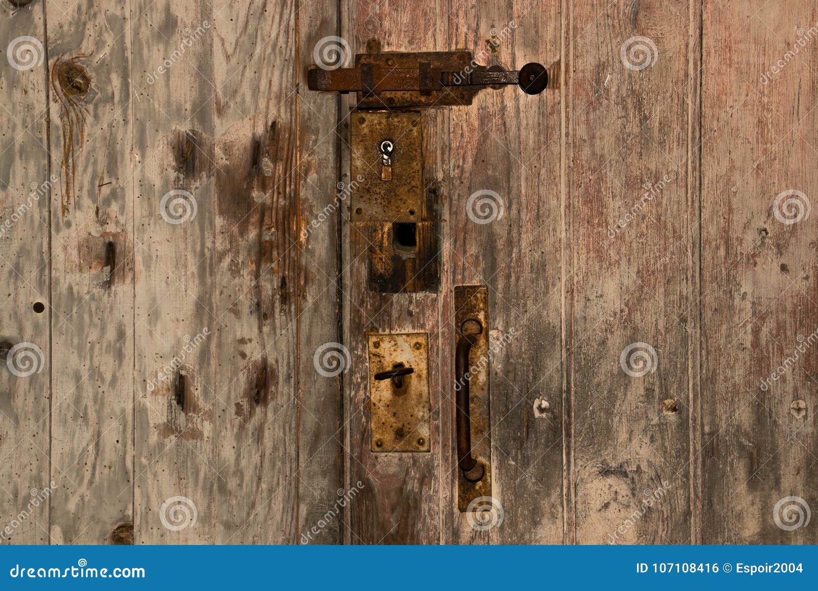 An Old Wooden Door with a Bolt. Stock Photo - Image of oriental, wooden ...