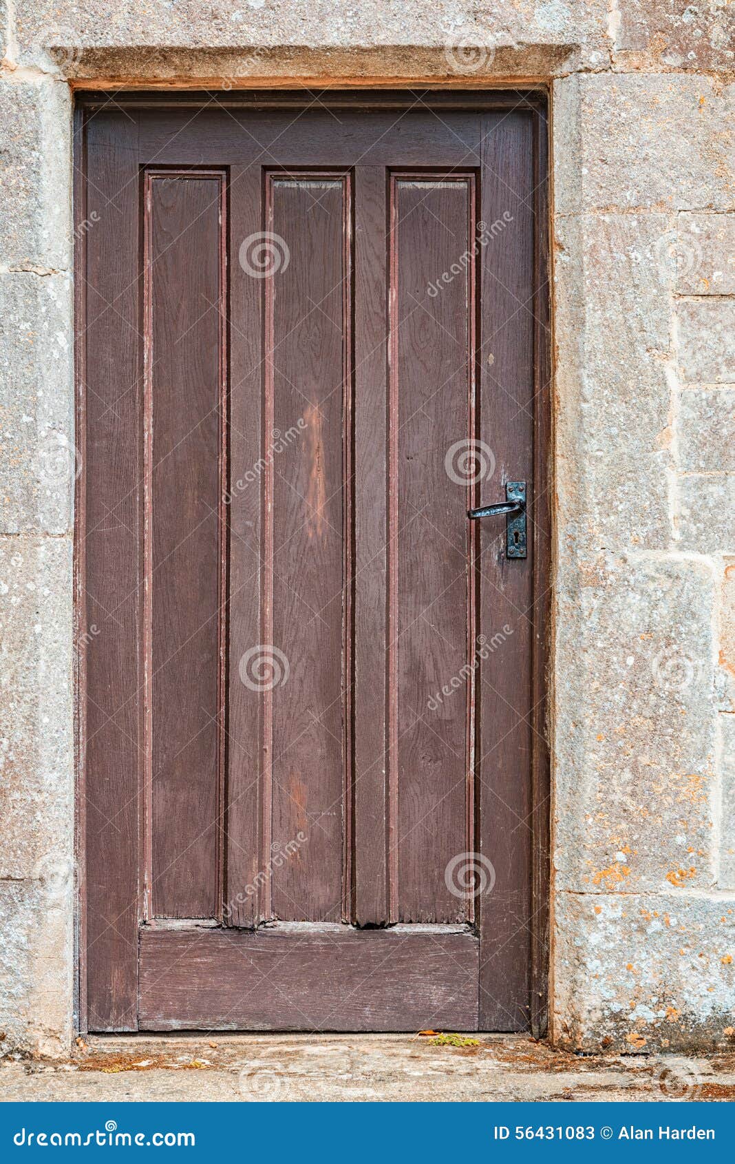 Old Wooden Door Set in Stone Stock Image - Image of wall, wooden: 56431083