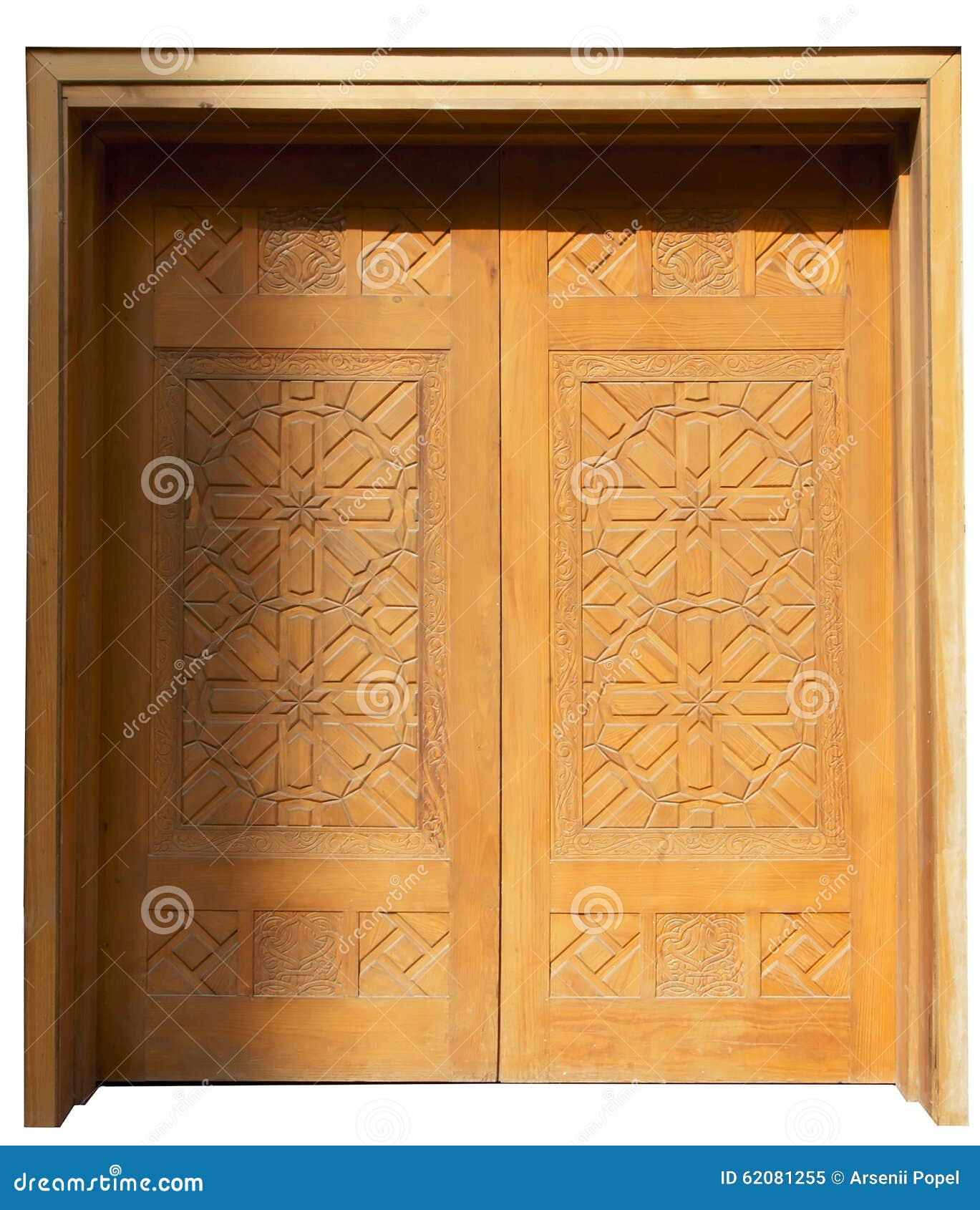 An Arab Wooden Door Of A Mosque With The Shape Of Horseshoe Arch ...
