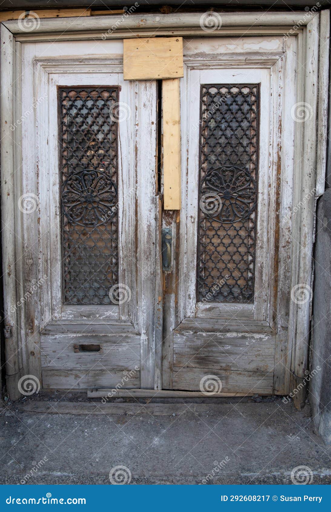 Old Wooden Double Doors Rotting Stock Image - Image of brick, wooden ...