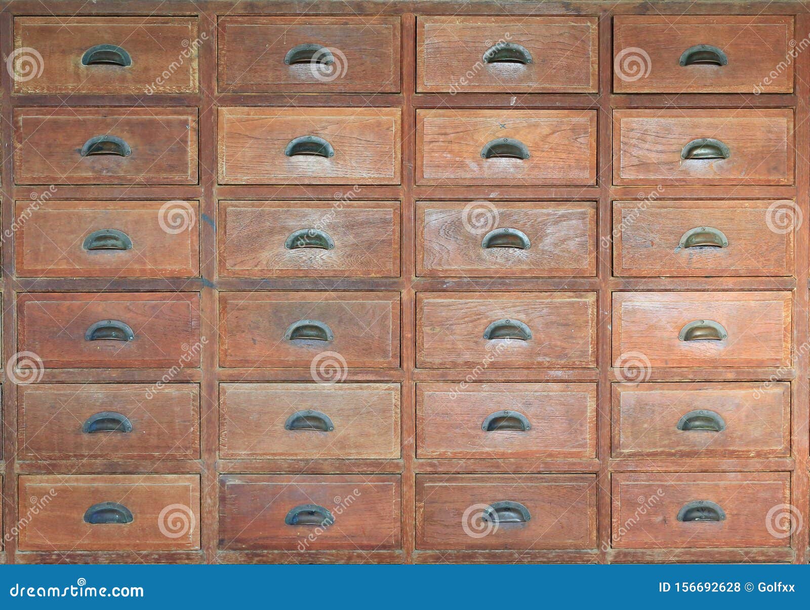 Old Wooden Drawer - Front View Stock Photo - Image of compartment ...