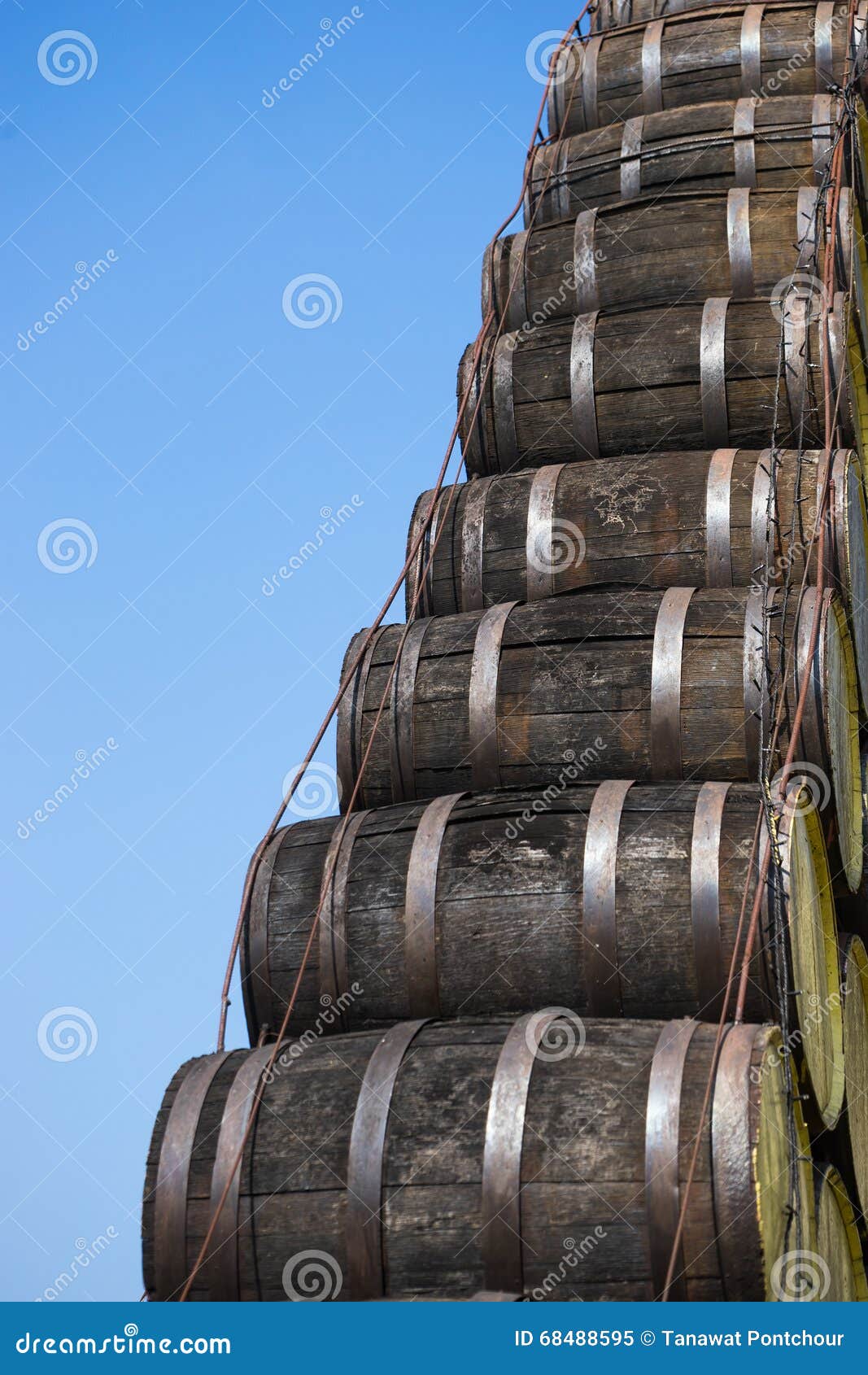 Old wooden drum stack stock image. Image of retro, steel - 68488595