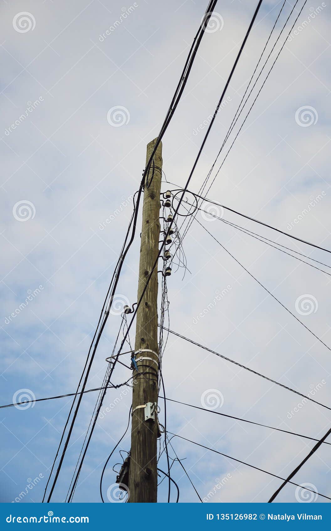 Old wooden electric pole stock photo. Image of rural - 135126982