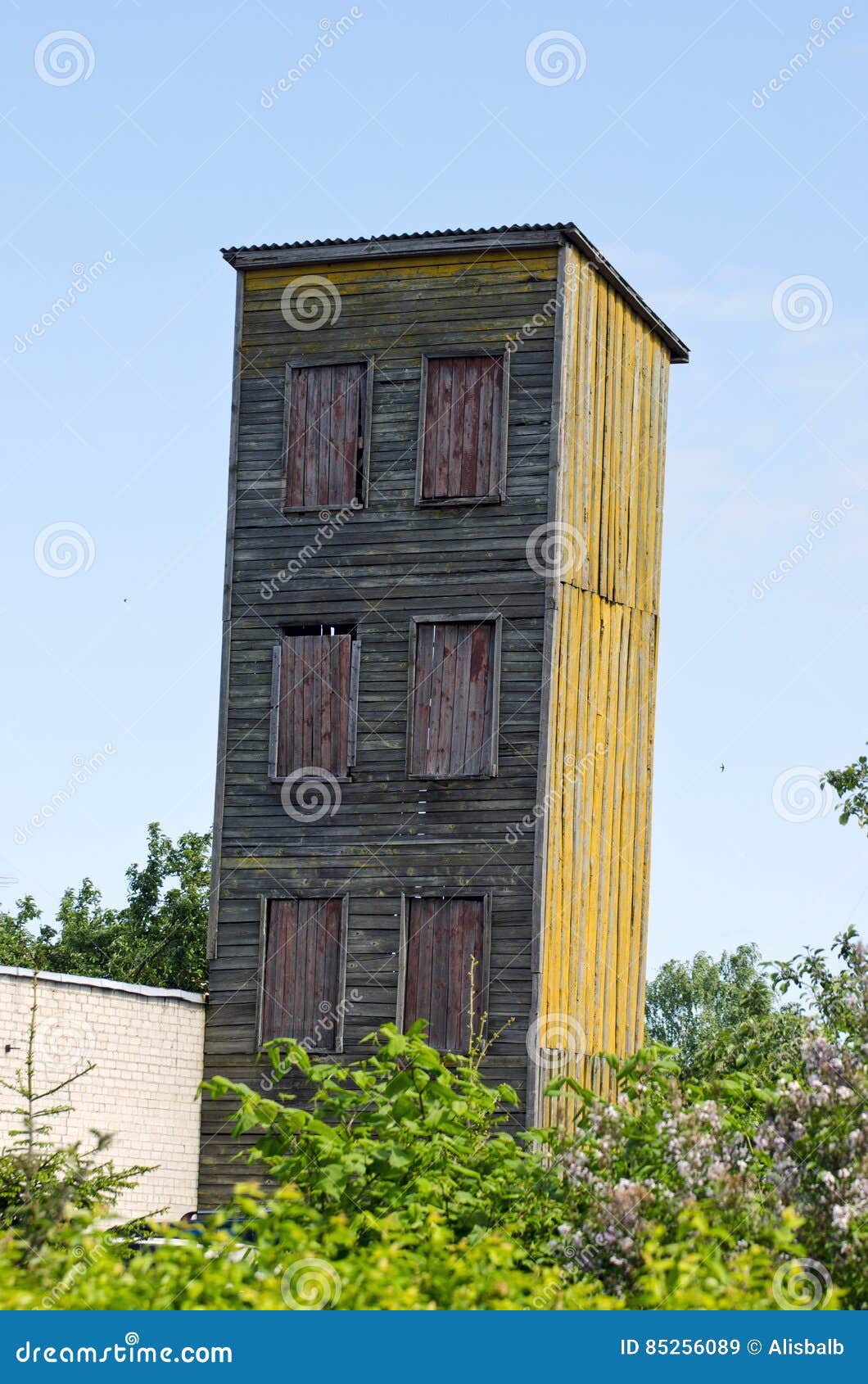 Old Wooden Firehouse Training Tower Stock Image - Image of used, tower ...