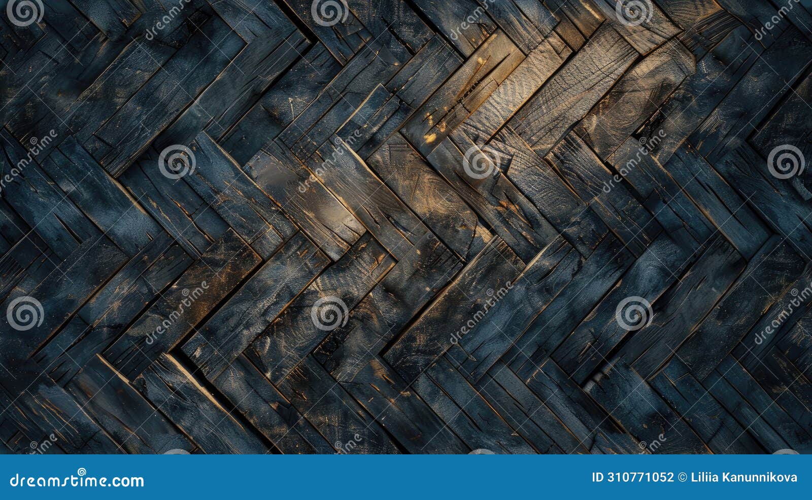 Old Wooden Floorboards Arranged in a Fishbone Pattern from a Top-down ...