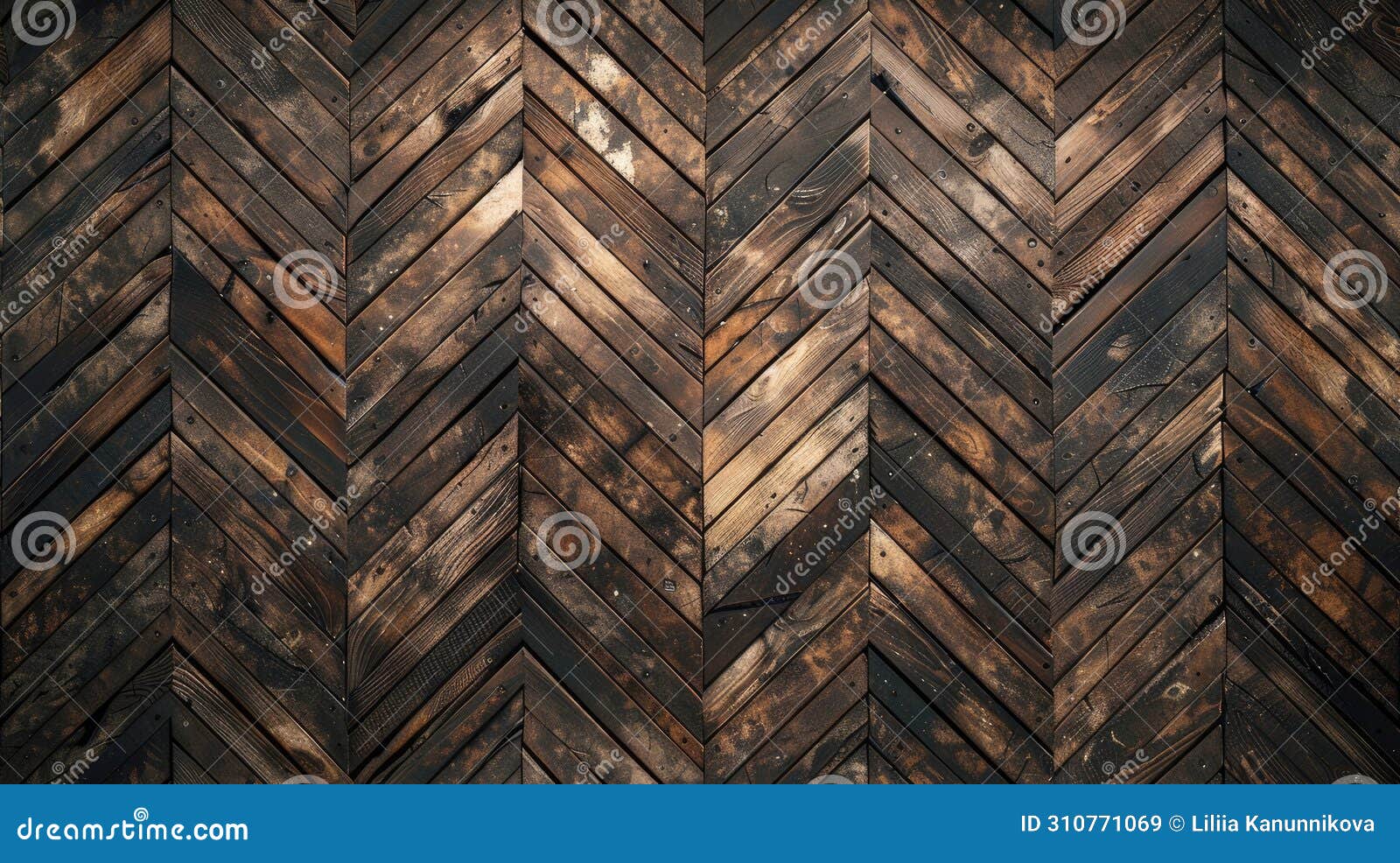 Old Wooden Floorboards Arranged in a Fishbone Pattern from a Top-down ...