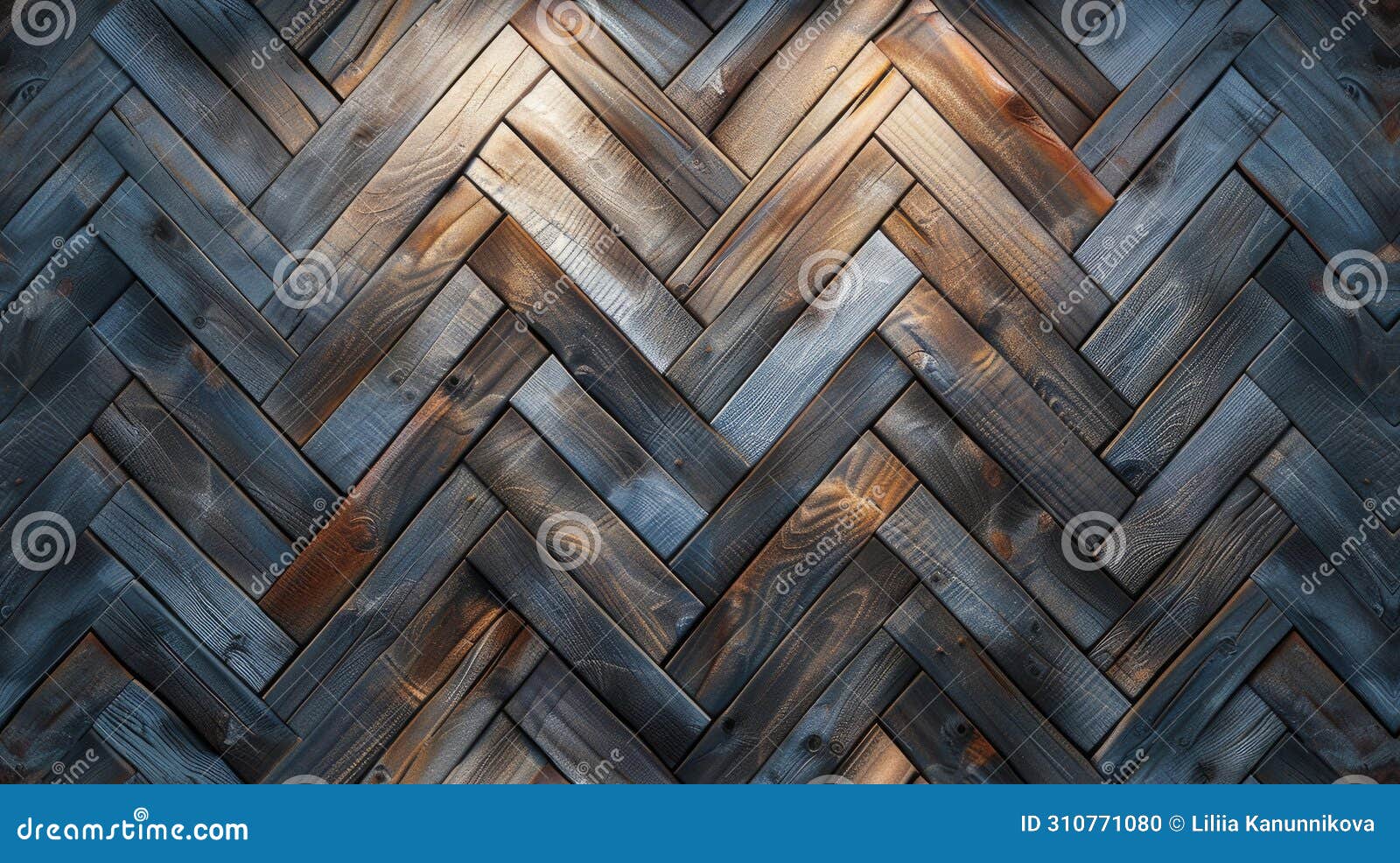 Old Wooden Floorboards Arranged in a Fishbone Pattern from a Top-down ...