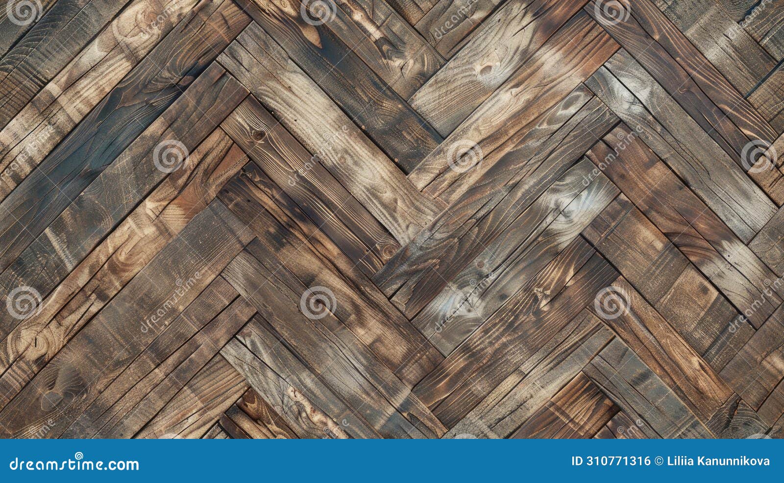 Old Wooden Floorboards Arranged in a Fishbone Pattern from a Top-down ...