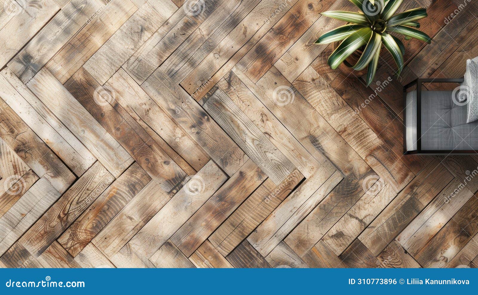 Old Wooden Floorboards Arranged in a Fishbone Pattern from a Top-down ...