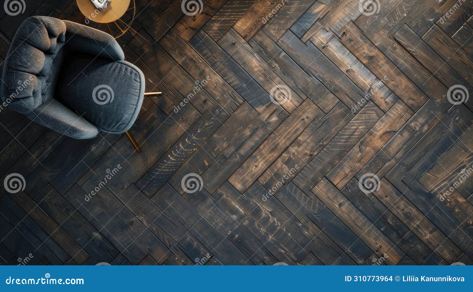 Old Wooden Floorboards Arranged in a Fishbone Pattern from a Top-down ...