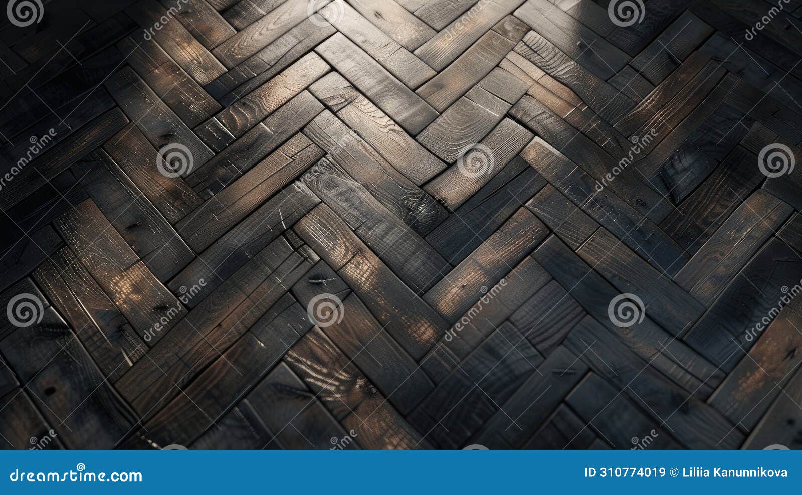 Old Wooden Floorboards Arranged in a Fishbone Pattern from a Top-down ...
