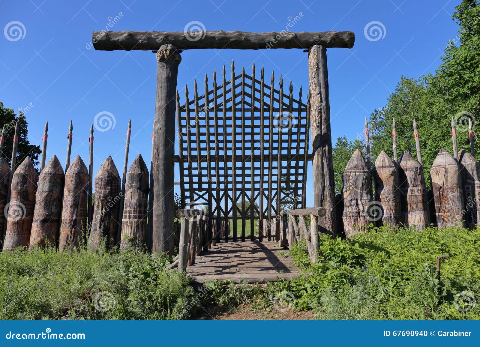 Old Wooden Fortification Fort Stock Photo - Image of background, spring ...