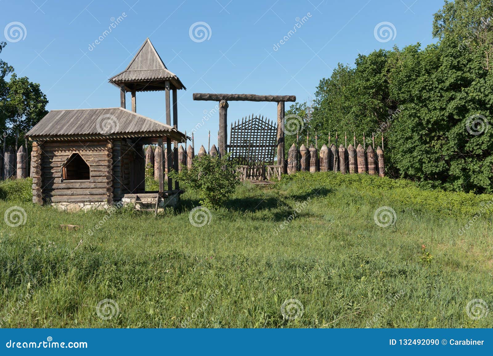 Old Wooden Fortification Wall Stock Photo - Image of rural, defense ...