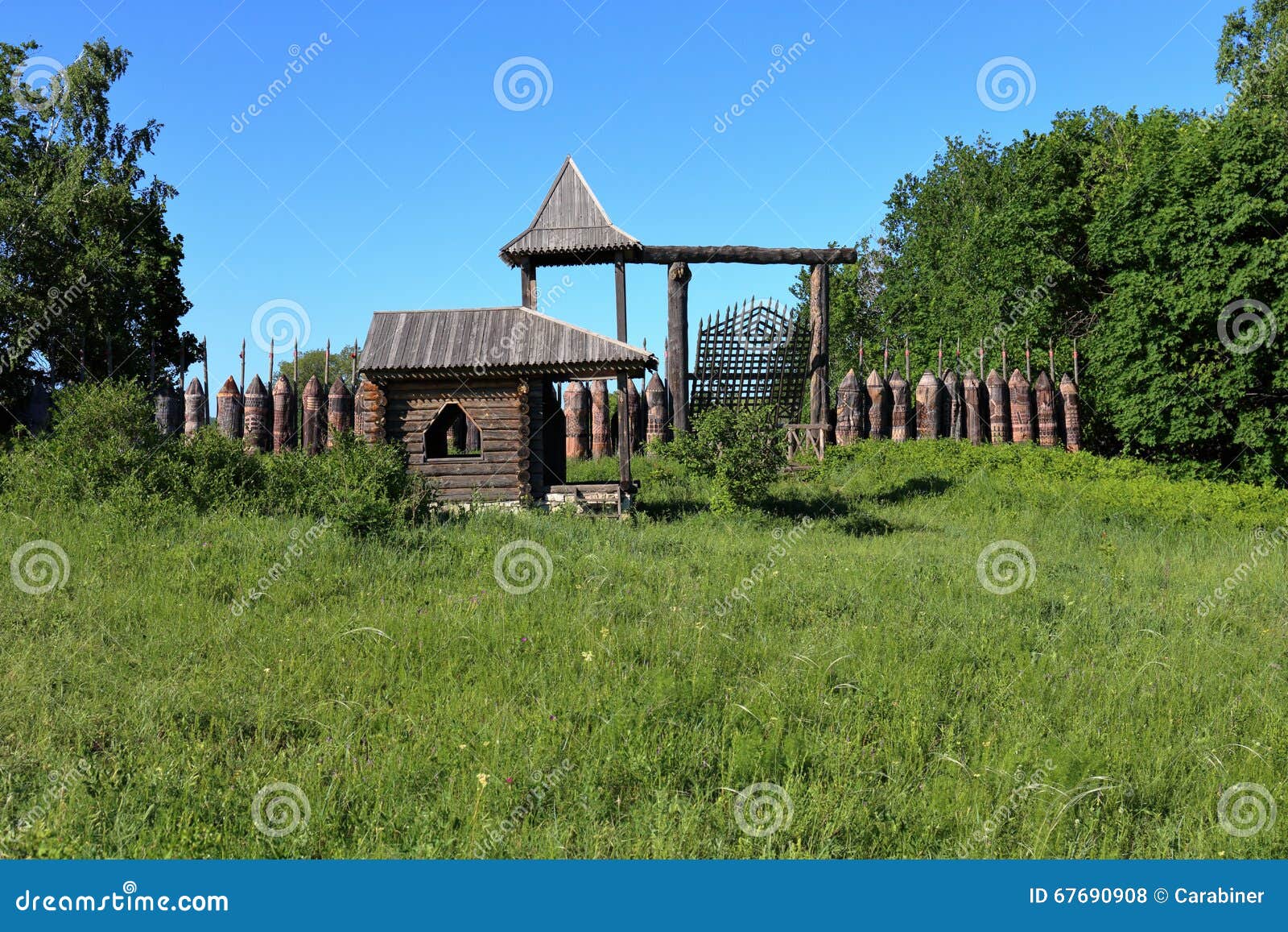 Old Wooden Fortification Wall Stock Photo - Image of gates, fences ...