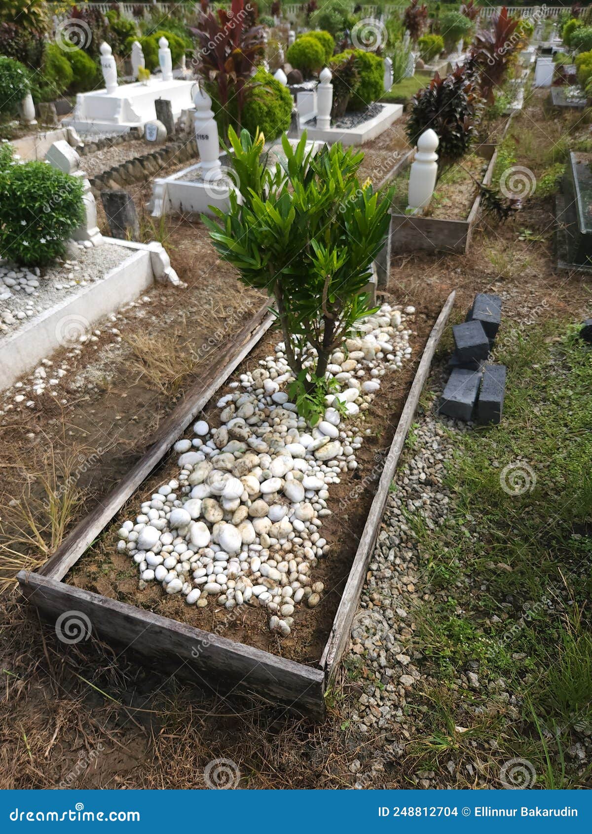 Old Wooden Frame Grave Ready for Makeover at the Graveyard. Stock Photo ...