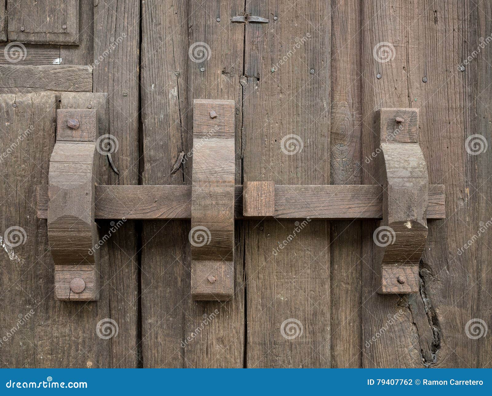 Old Wooden Gate with a Big Bolt Background Stock Photo - Image of aged ...