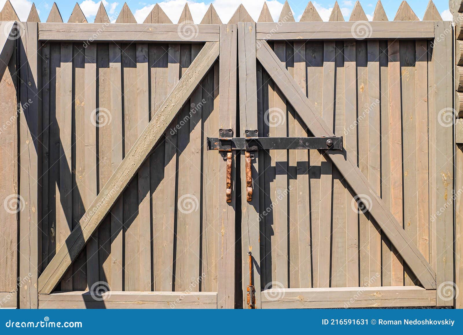 Old Wooden Gate with Overhead Bolt Stock Image - Image of paling, gate ...