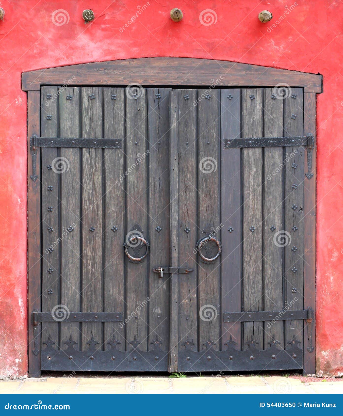 Old Wooden Gate in a Red Brick Wall Stock Photo - Image of vintage ...