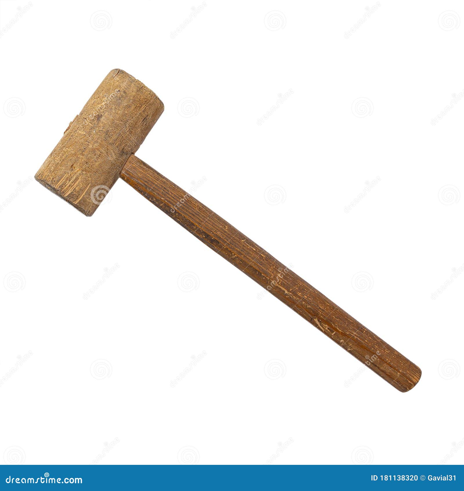 Old Wooden Hammer. Gavel Isolated on a White Background Stock Photo ...