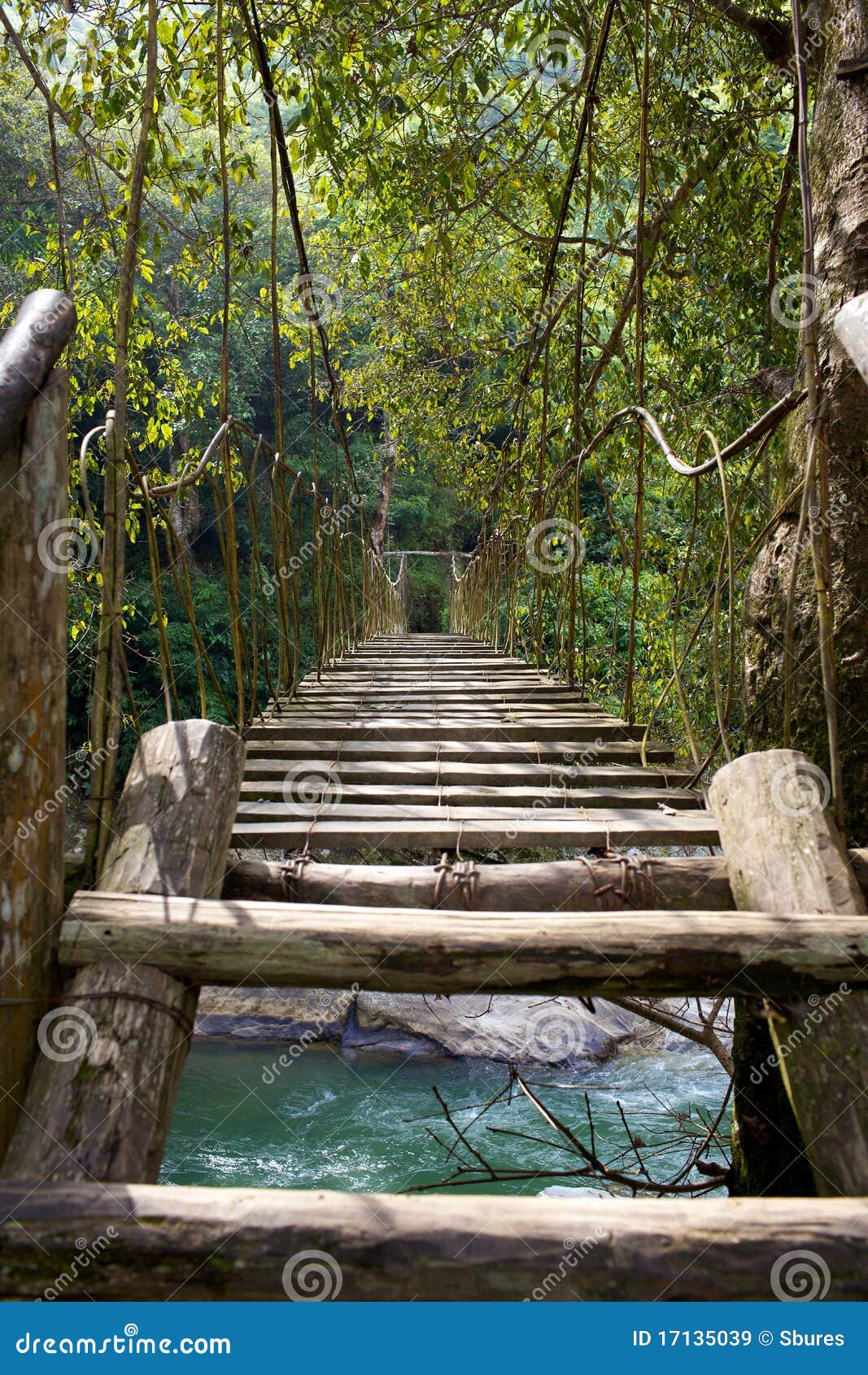 Old Wooden Hanging Bridge stock image. Image of mysterious - 17135039
