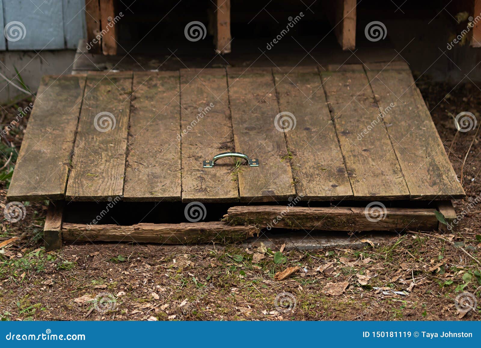 Old Wooden Hatch To Crawlspace Damaged and Worn Stock Image - Image of ...