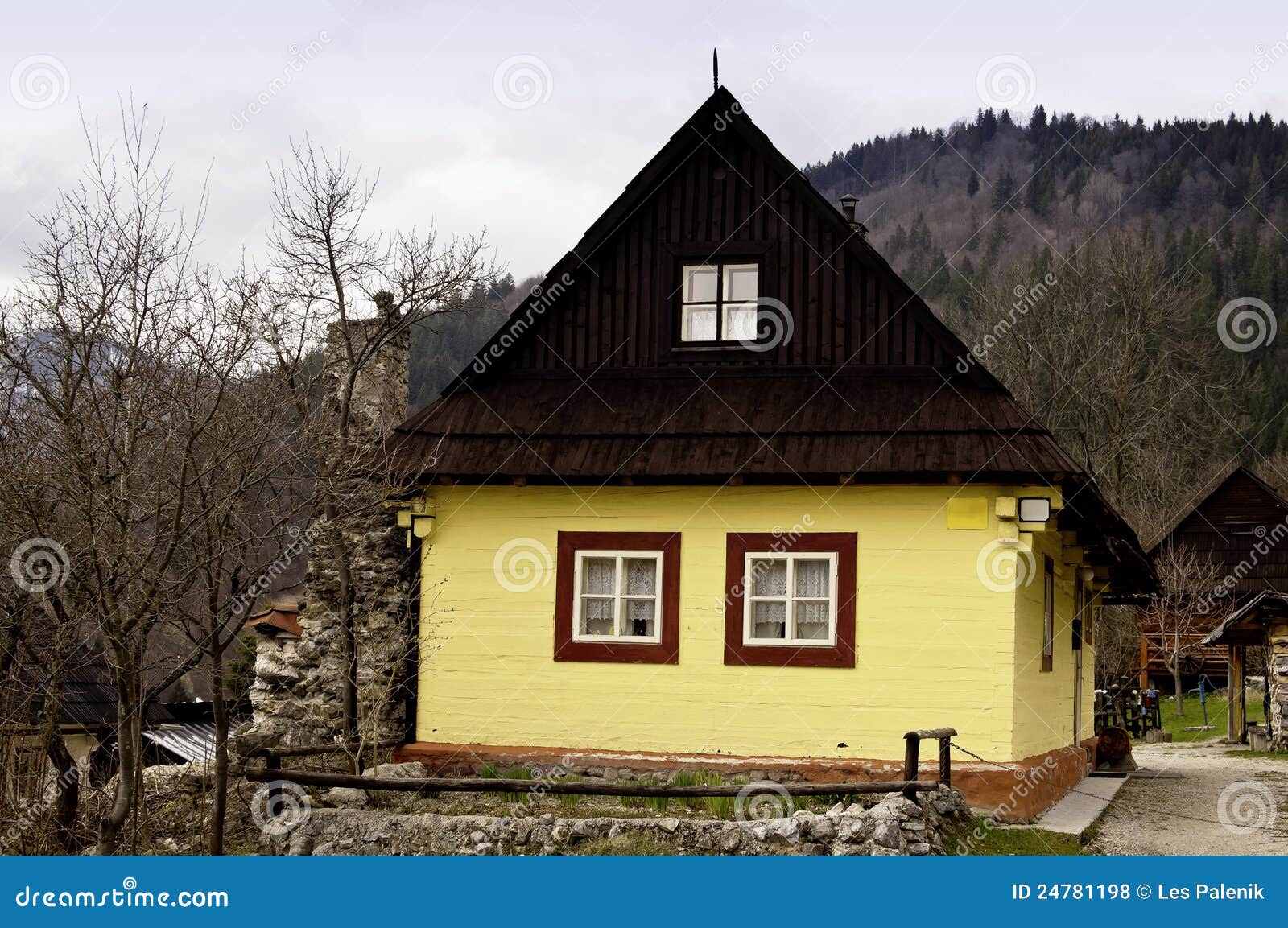 Old Wooden House, Painted Yellow Stock Photo - Image of europe ...