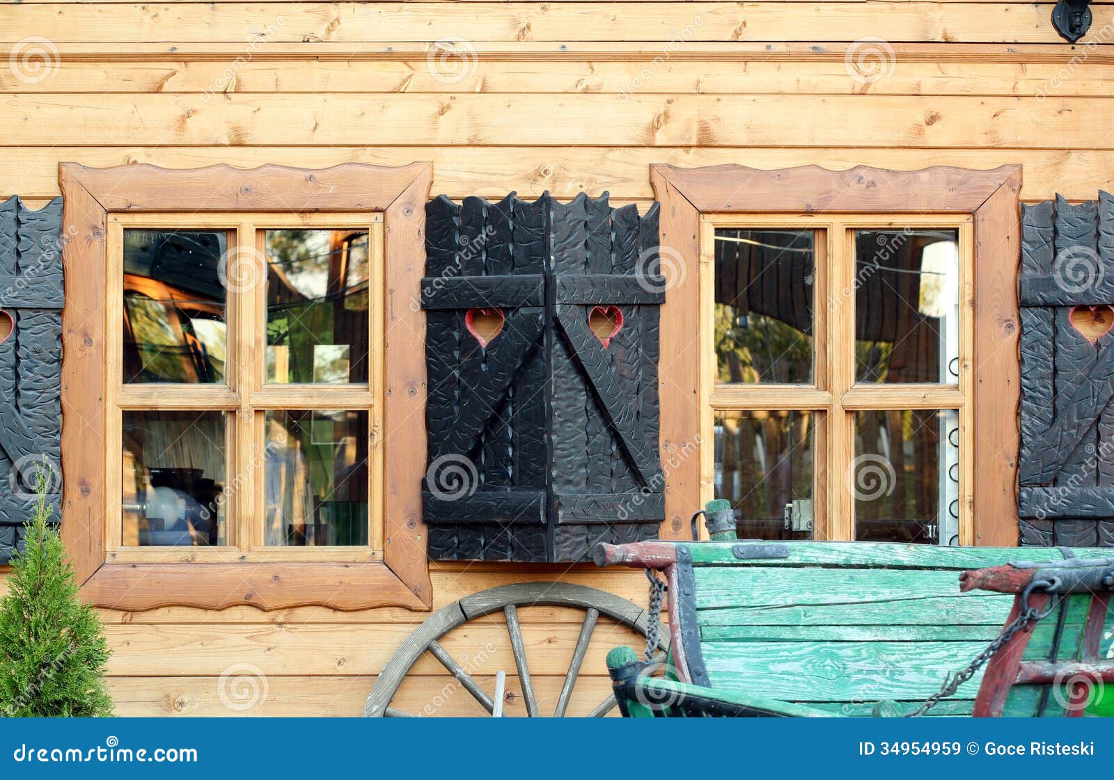 Old wooden house windows stock image. Image of traditional - 34954959
