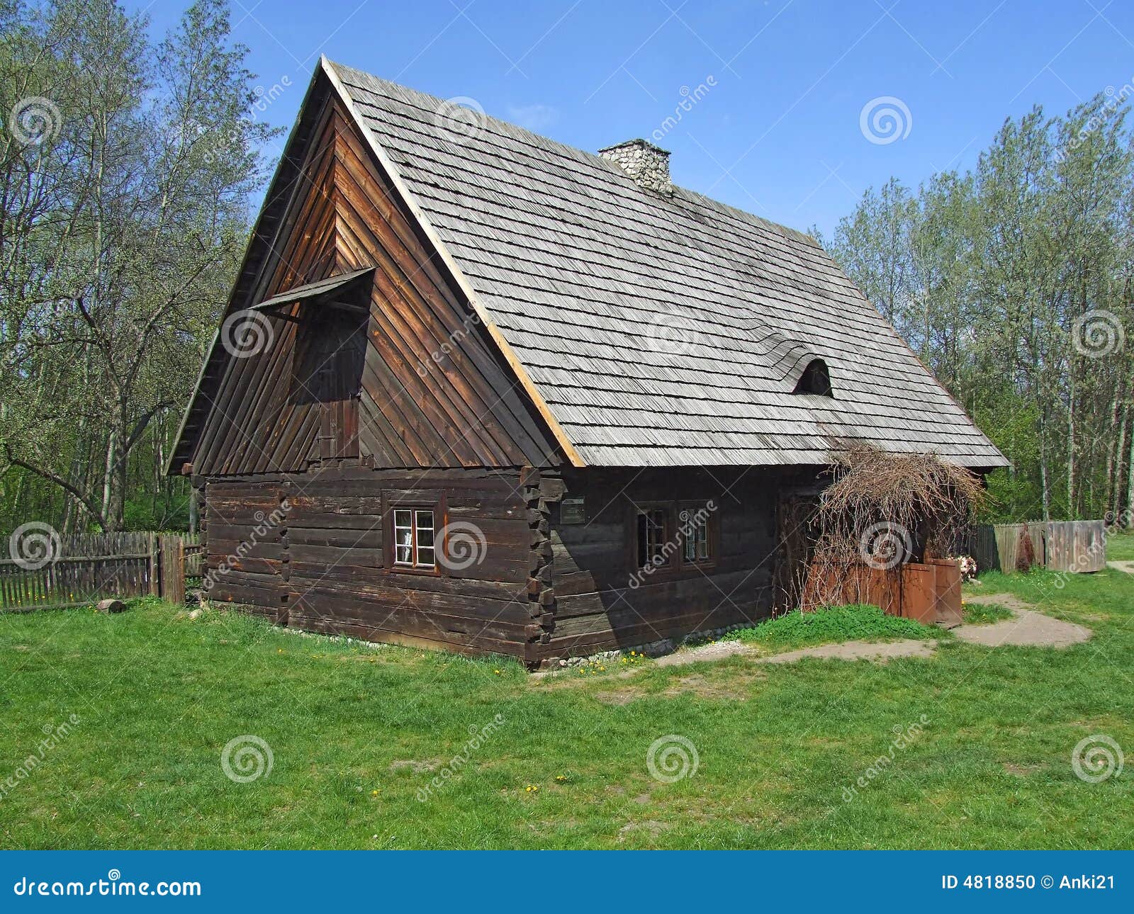 Old wooden hut in village stock photo. Image of countryside - 4818850