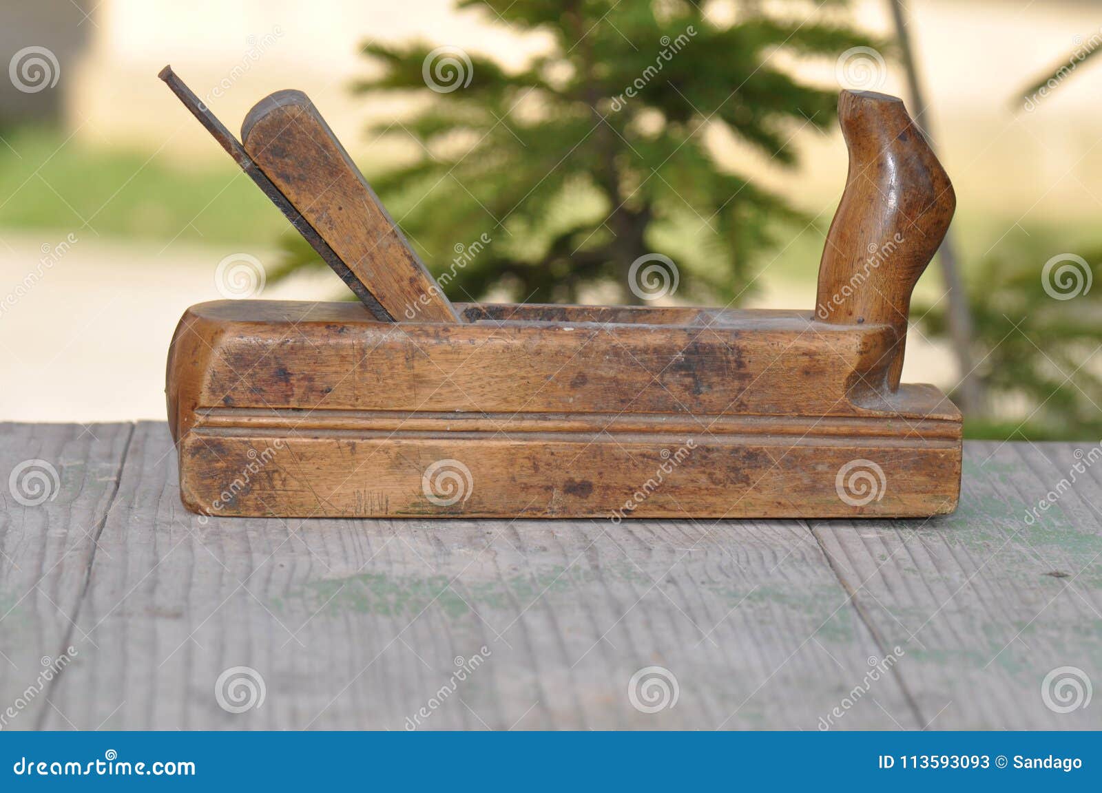 Old wooden jointer stock image. Image of wooden, detail - 113593093