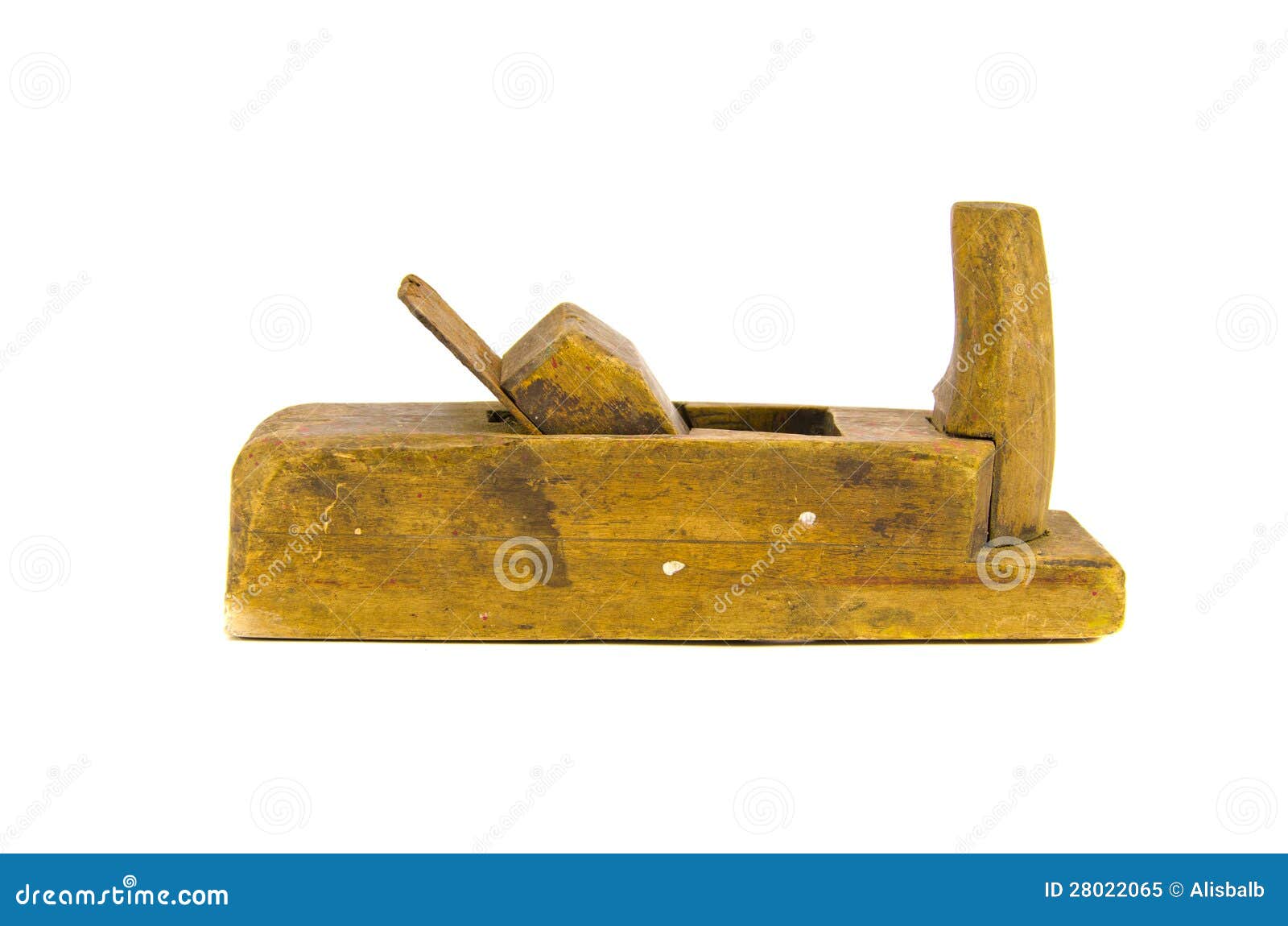 Old Wooden Jointer Tool Isolated on White Stock Image - Image of handle ...