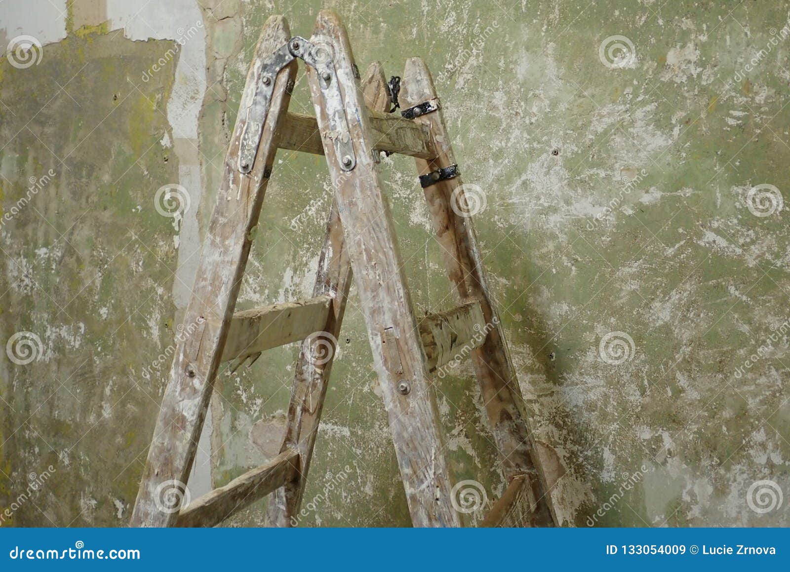 Old Wooden Ladder on a Building Site Stock Image - Image of ...