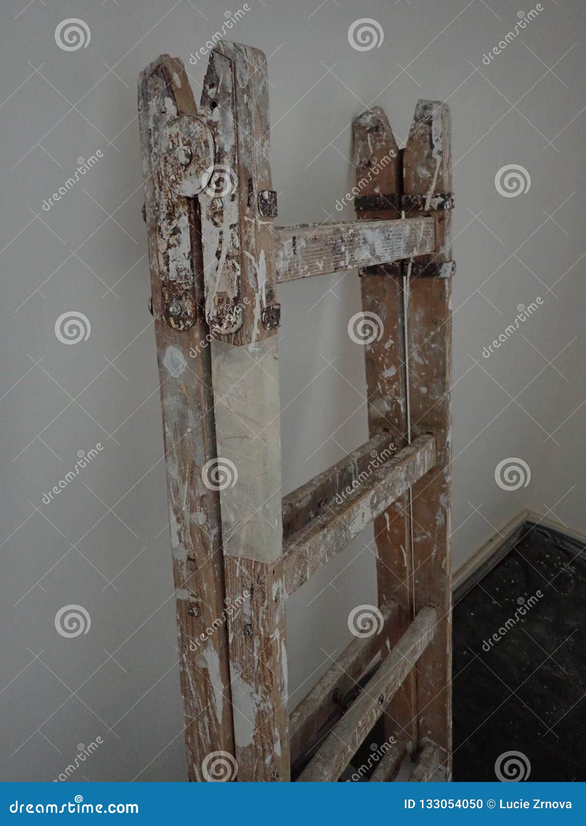 Old Wooden Ladder on a Building Site Stock Photo - Image of attic ...