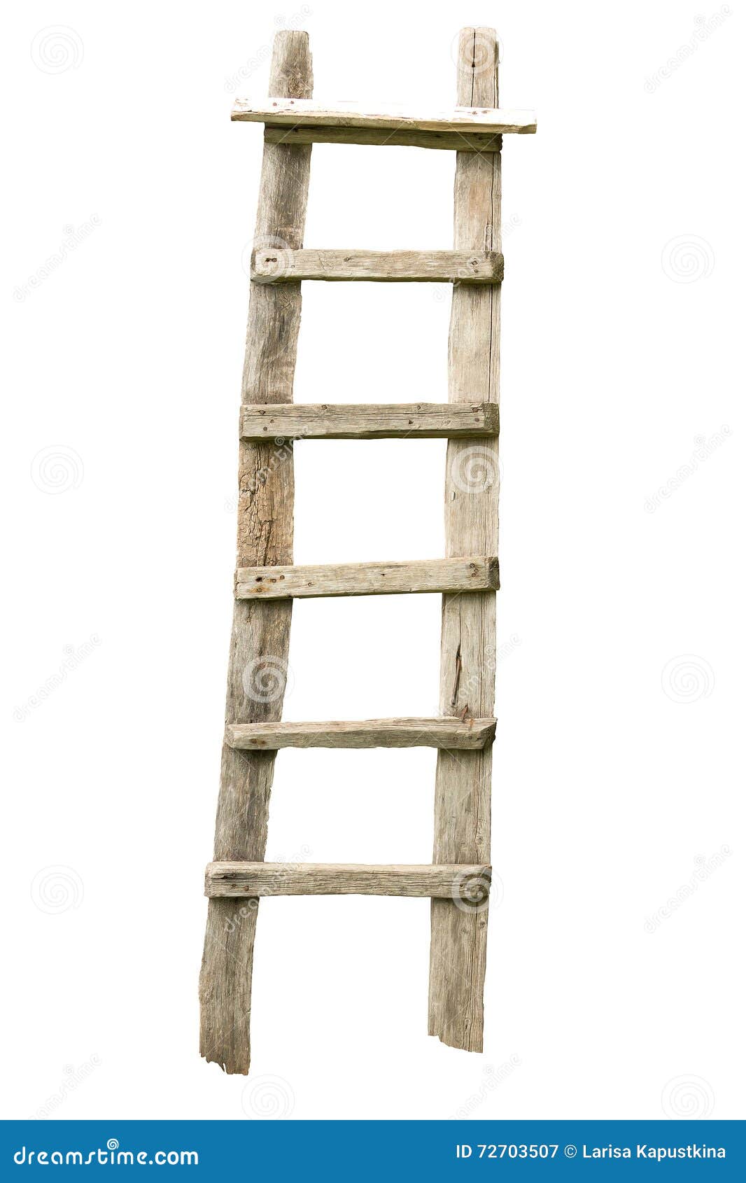Old Wooden Ladder Isolated on White Stock Image - Image of obsolete ...