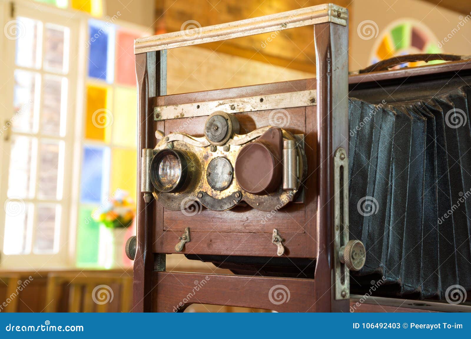 Old Wooden Large Format Camera. Stock Image - Image of object, retro ...